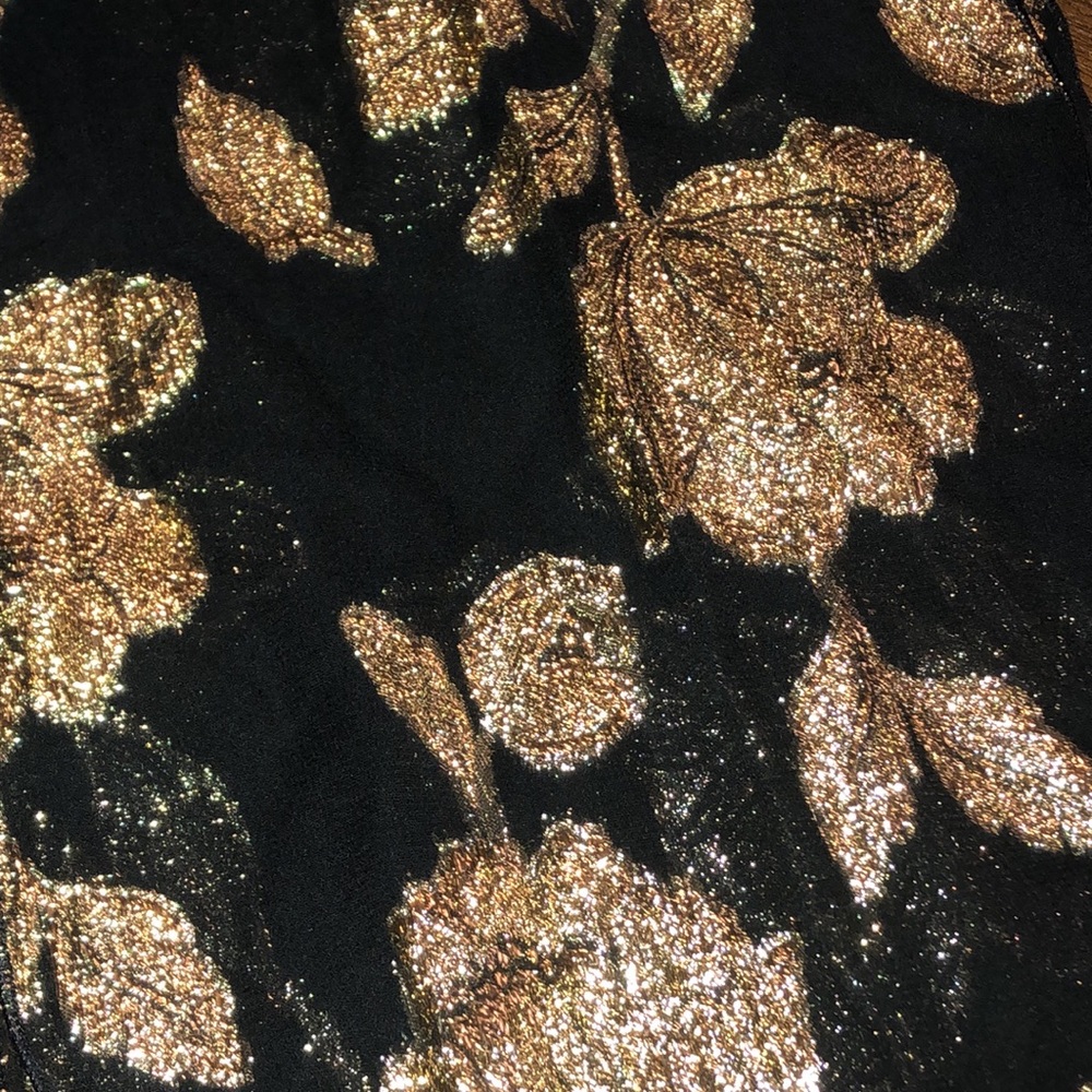 Carolyne Barton Night Vintage Sheer Black & Gold Scarf - Gem